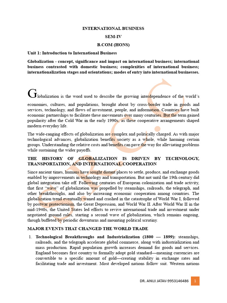 Overview of International Business Dynamics | PDF | Globalization ...