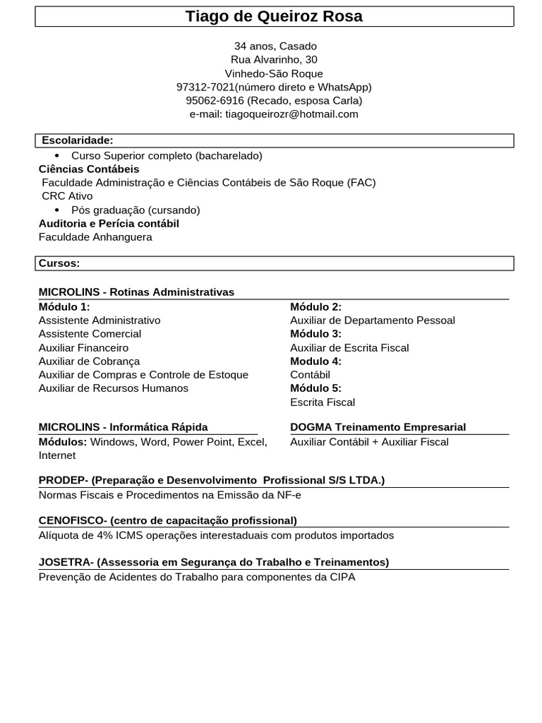 CV Tiago | PDF | Contabilidade | Impostos