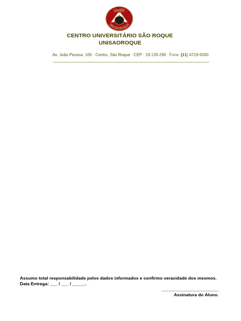 Modelo de Folha Relat Rio de Est Gio | PDF