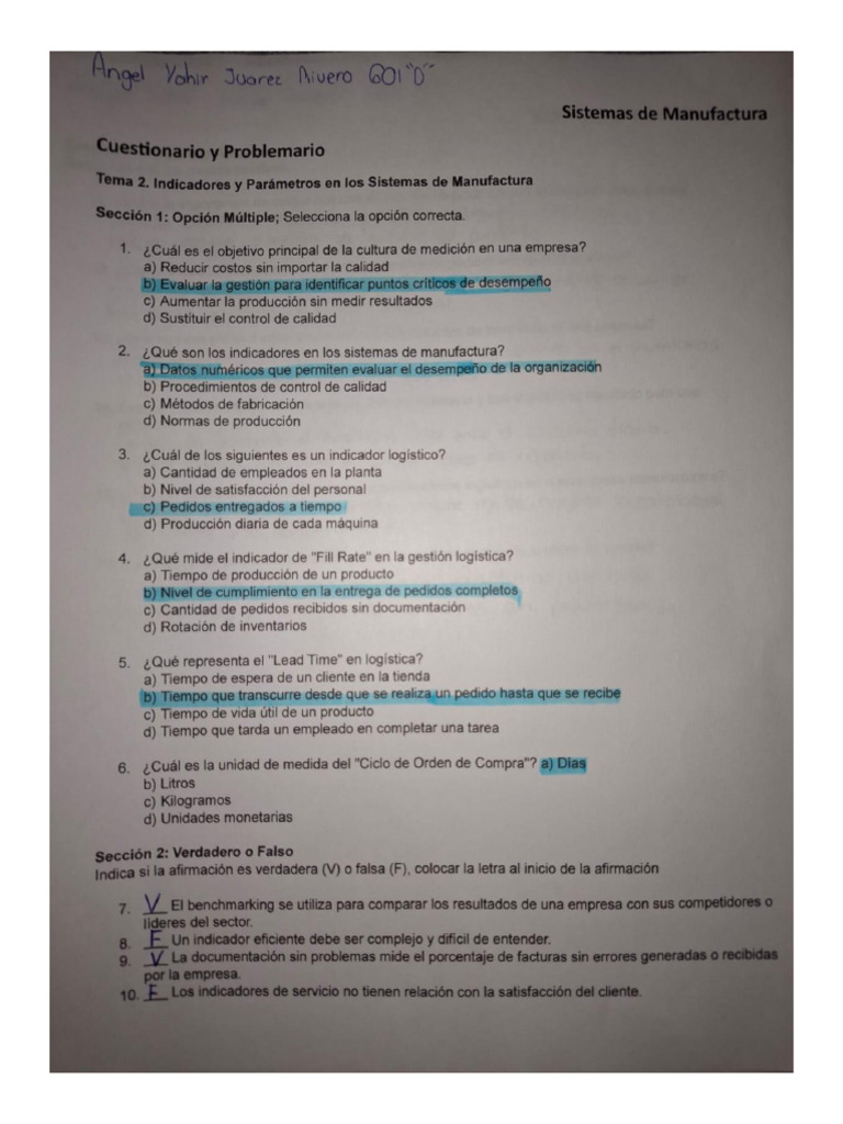 Tema 2. Cuestionario y Problemario | PDF