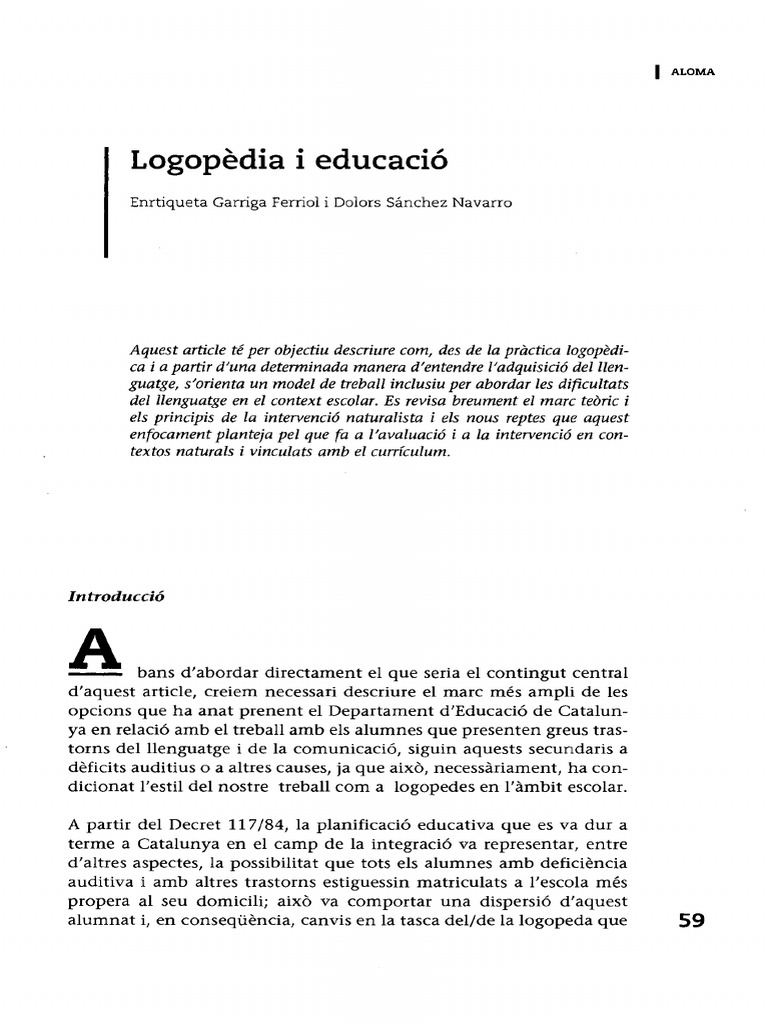 Logopedia i Educació | PDF