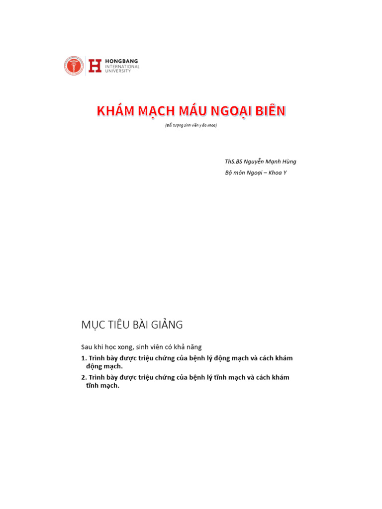 Khám M CH Máu Ngo I Biên | PDF