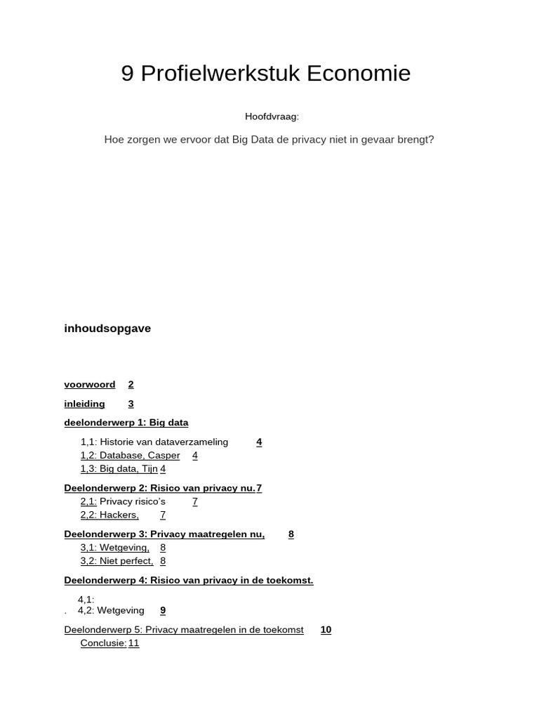9 Profielwerkstuk Economie | PDF