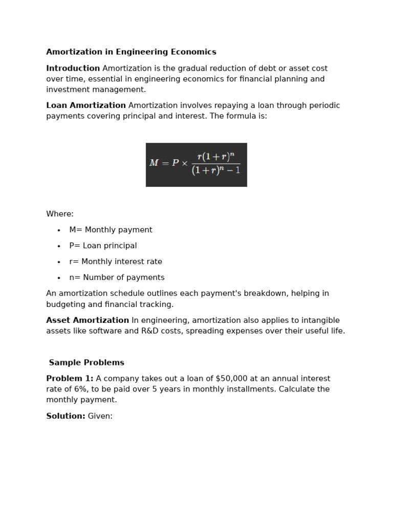 Amortization in Engineering Economics | PDF