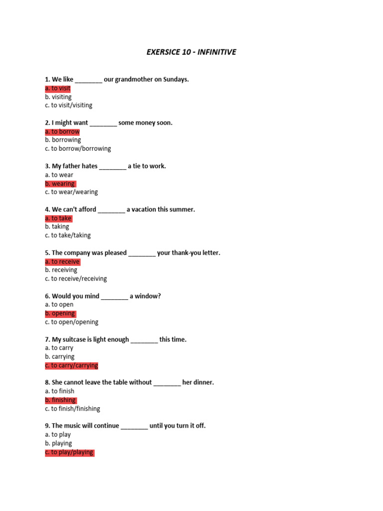 Andi Afriansyah Tugas English Maritime Ex. 10. Infinitive | PDF