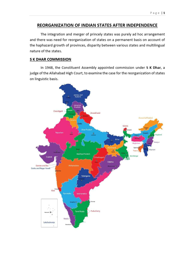 25 Reorganization of Indian States After Independence | PDF | Politics ...