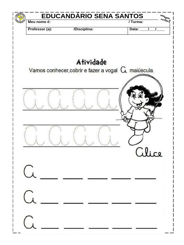 Atividade Sobre A Vogal A | PDF
