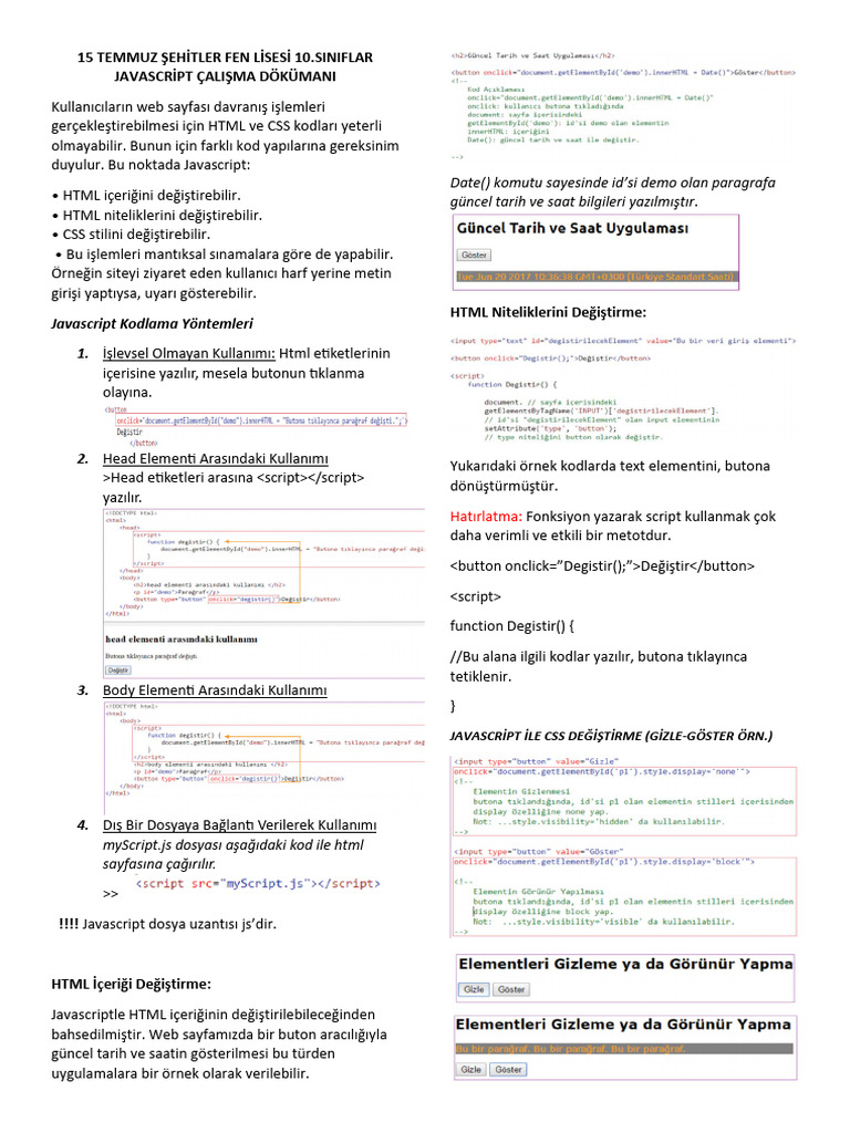 15temmuzsehitlerfenlisesi 2025 Calisma Dokumani | PDF