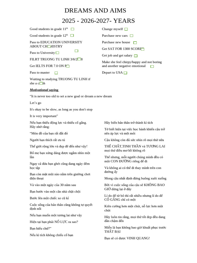 Dreams and Aims | PDF