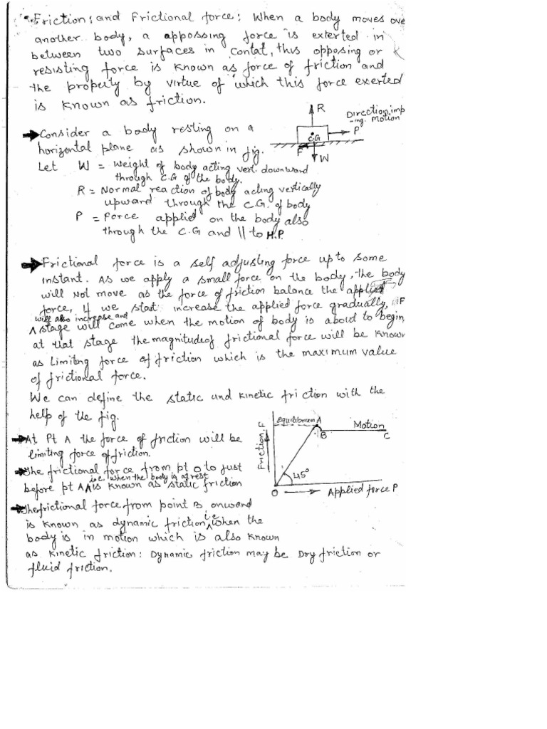 Lecture Notes On Friction | PDF