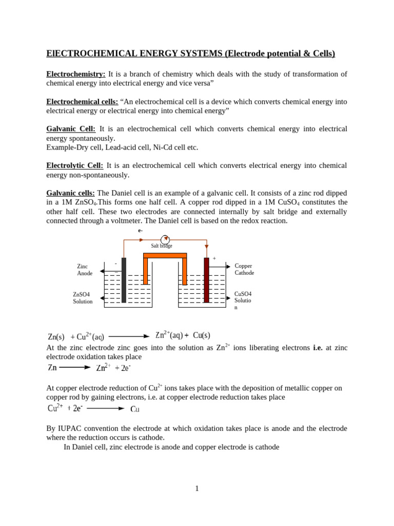 Overview of Electrochemical Cells | PDF | Electrochemistry | Redox