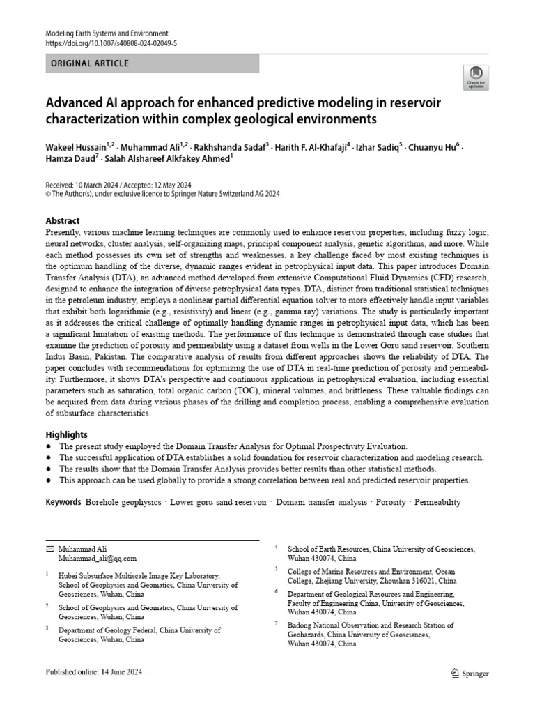 Advanced AI Approach For Enhanced Predictive Modeling in Reservoir ...