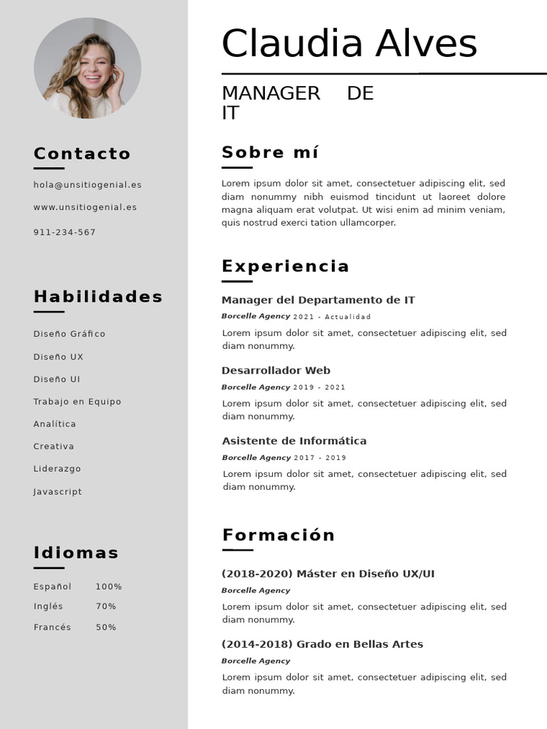 Currículum Vitae CV Minimalista Sencillo Clásico Gris | PDF