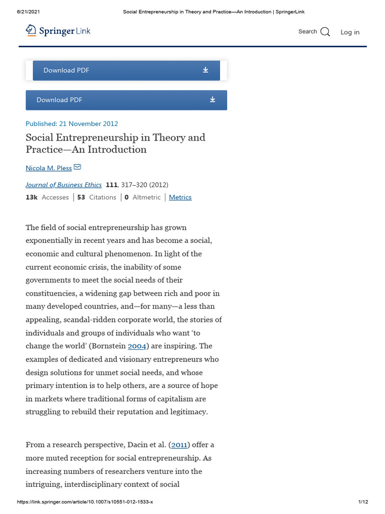 Social Entrepreneurship in Theory and Practice-An Introduction ...