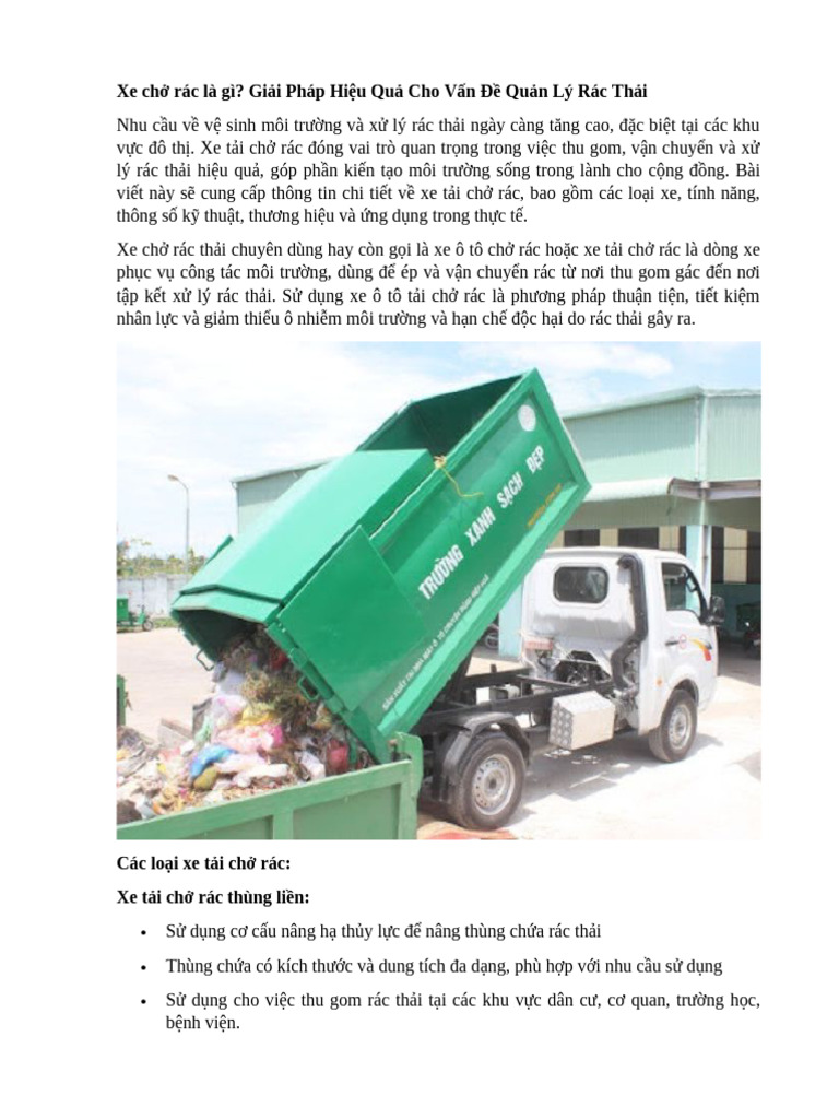 Xe CH Rác | PDF