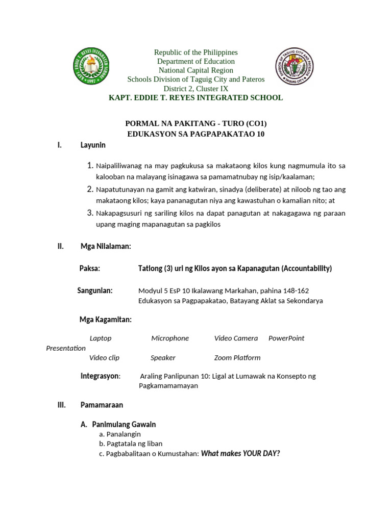 COT-1-ESP-LESSON-PLAN | PDF