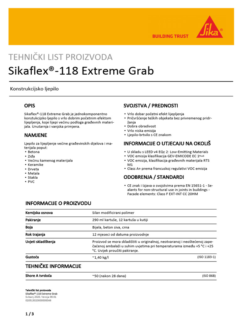 Sikaflex - 118 Extremegrab | PDF