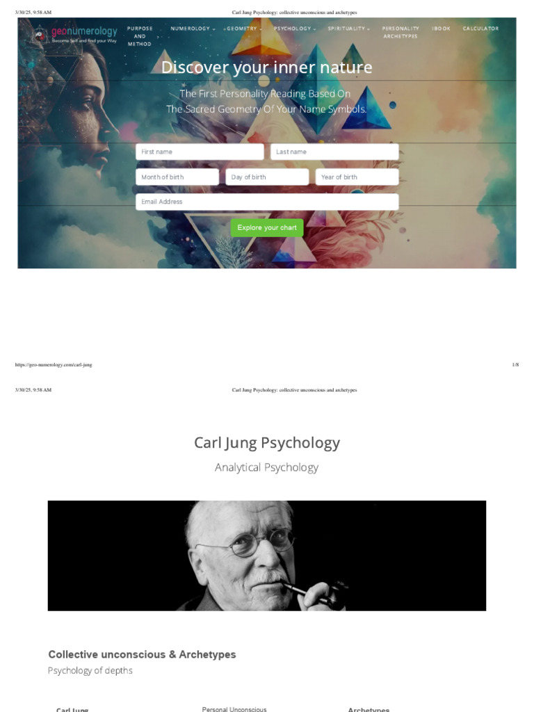 Carl Jung Psychology - Collective Unconscious and Archetypes | PDF ...