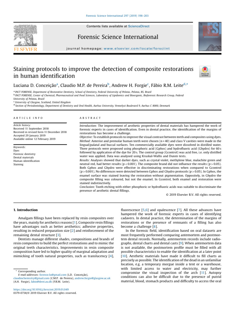 Crystal Violet in Forensic Dentistry | PDF | Dental Composite