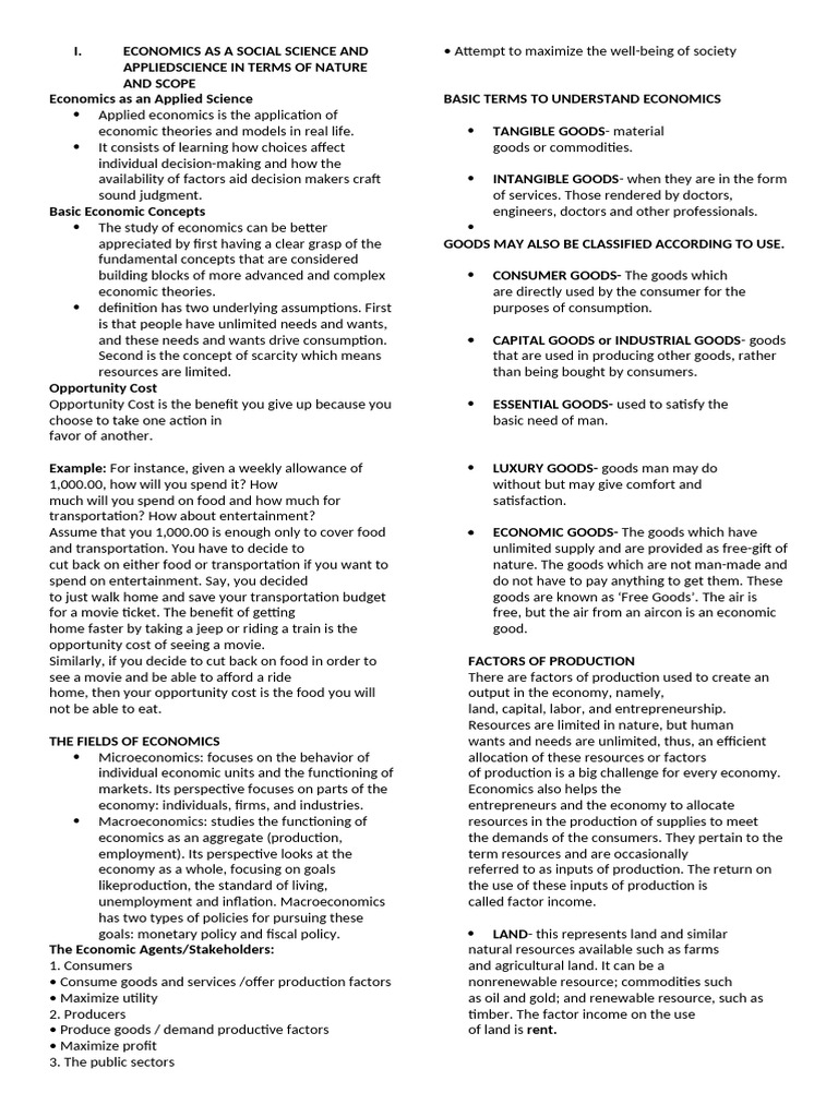 Understanding Applied Economics Basics | PDF | Supply (Economics ...