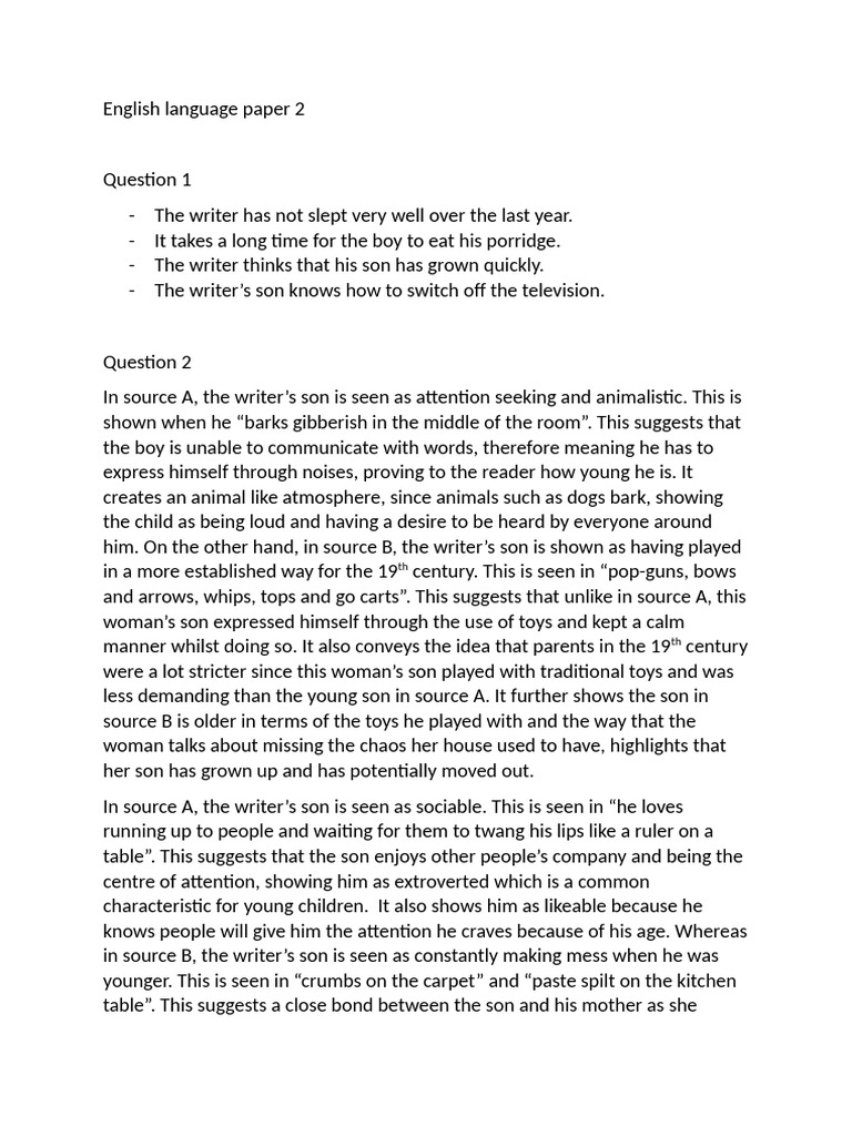 English Language Paper 2, Section A | PDF | Adjective | Linguistics