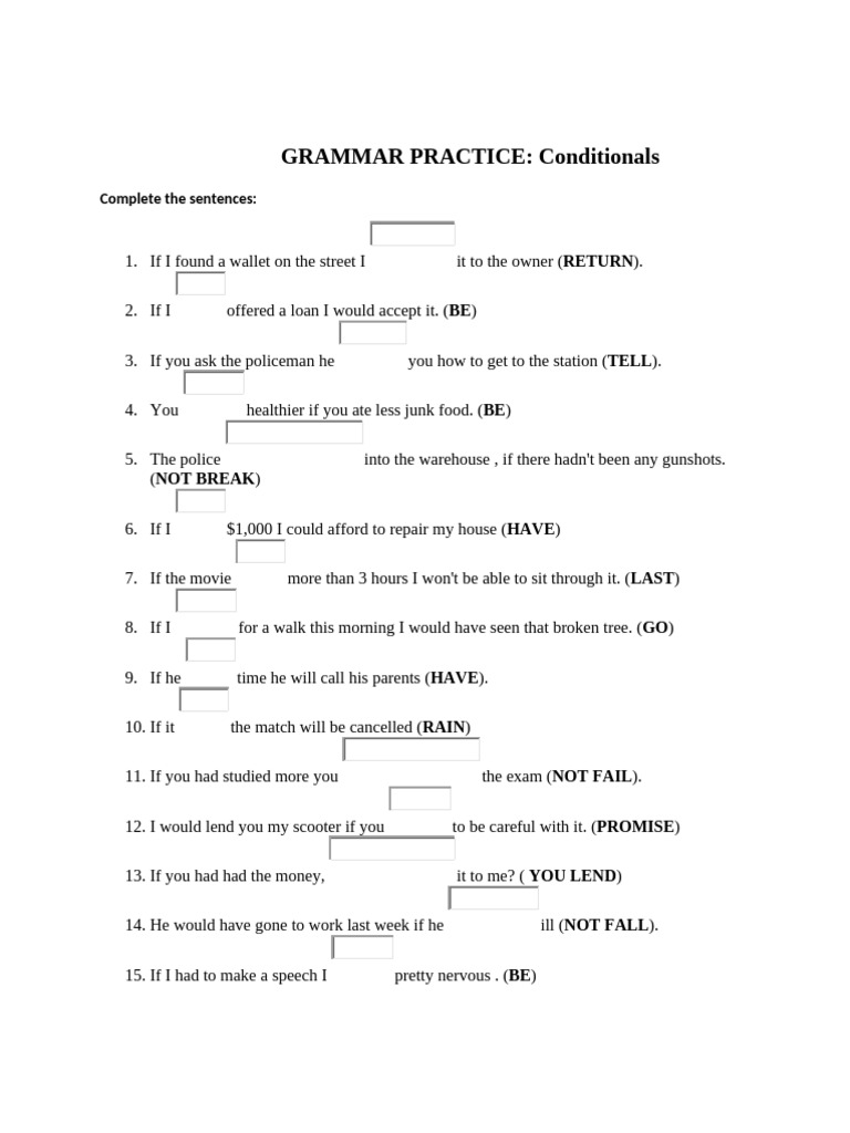 GRAMMAR PRACTICE - IF-Sentences | PDF