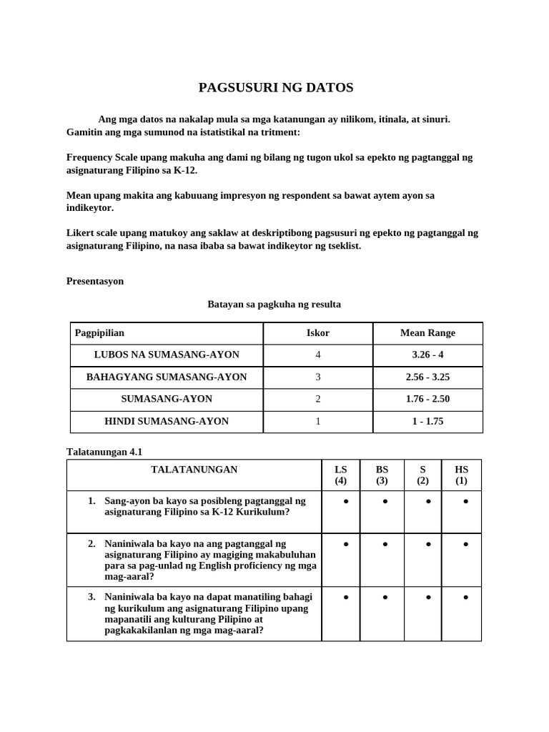 Pagsusuri NG Datos | PDF
