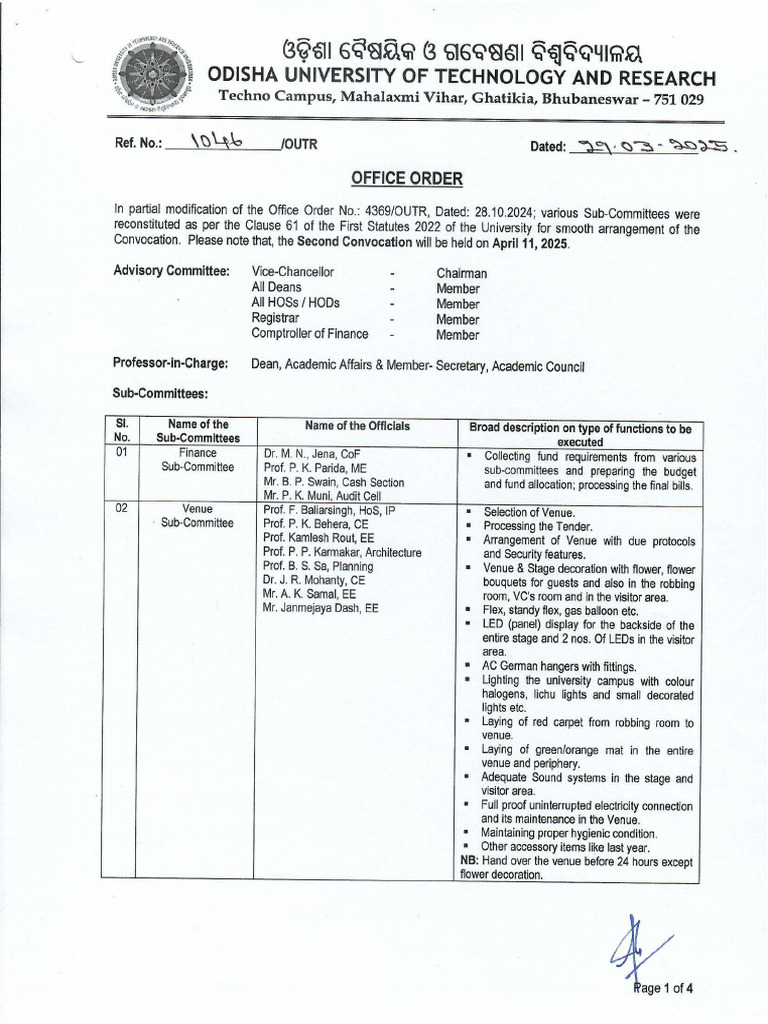 Modified Office Order - Reconstitution of 2nd Convocation | PDF