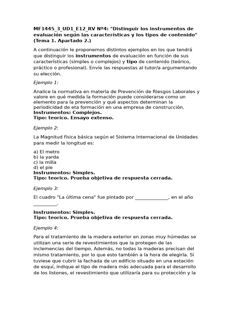 MF1445 - 3 - UD1 - E12 - RV Nº4 Distinguir Los Instrumentos | PDF