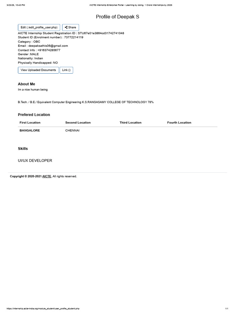 AICTE Internship Enterprise Portal - Learning by Doing. 1 Crore ...