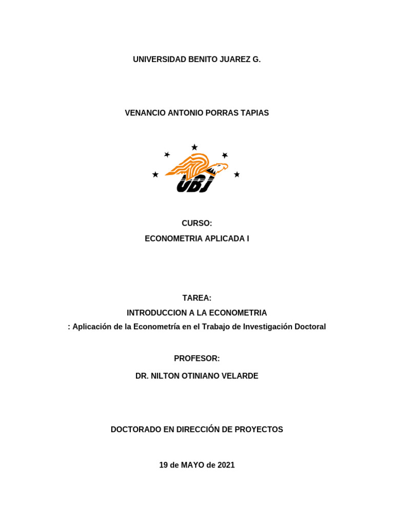 Tarea #1 de Econometria I | PDF | Econometría | Software