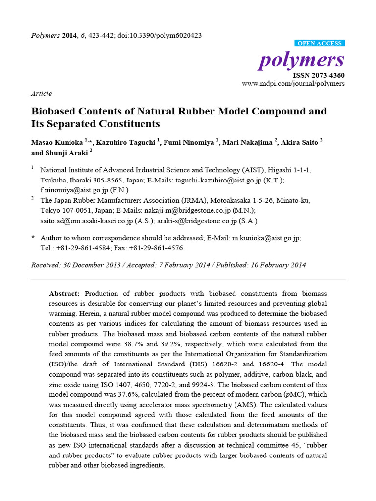 Biobased Contents of Natural Rubber Model Compound | PDF | Natural ...