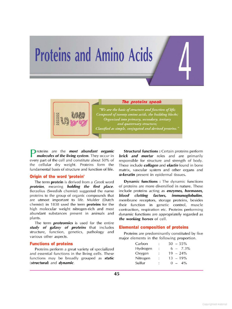 Proteins and Amino Acids | PDF