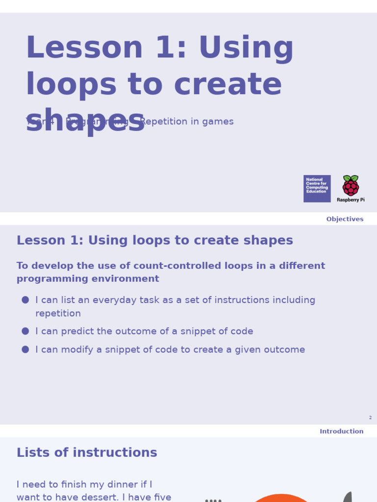 L1 Slides - Using Loops To Create Shapes - Y4 | PDF | Computing
