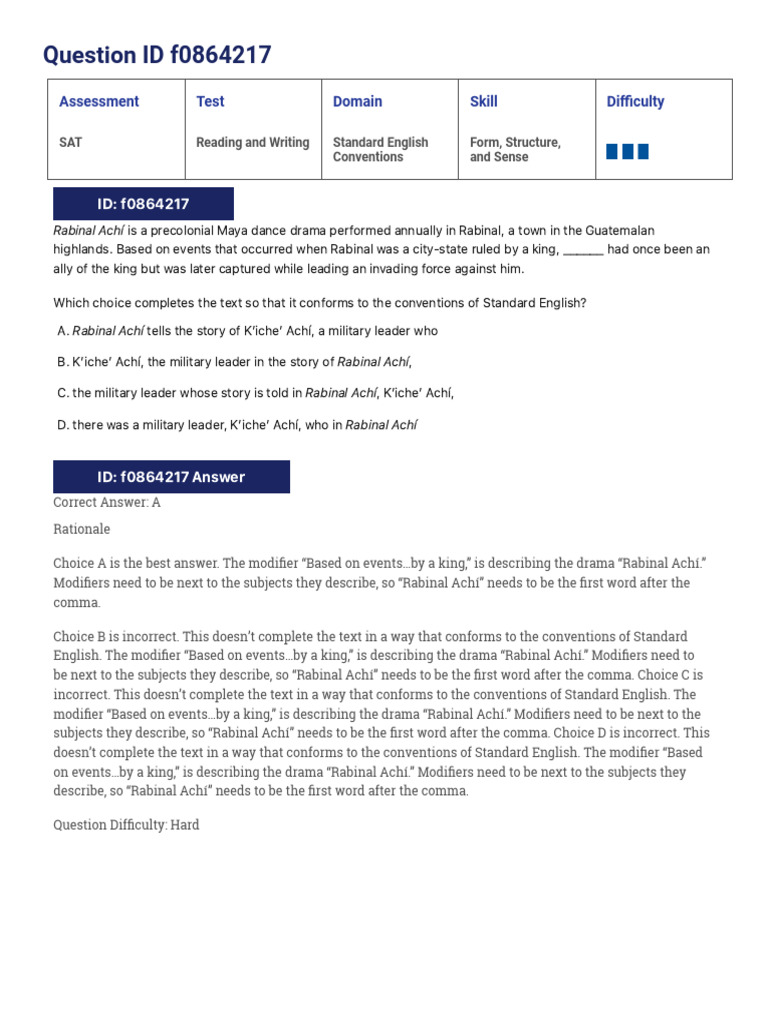SAT Homework Reading 15 Form, Structure, and Sense 3 Answers | PDF ...