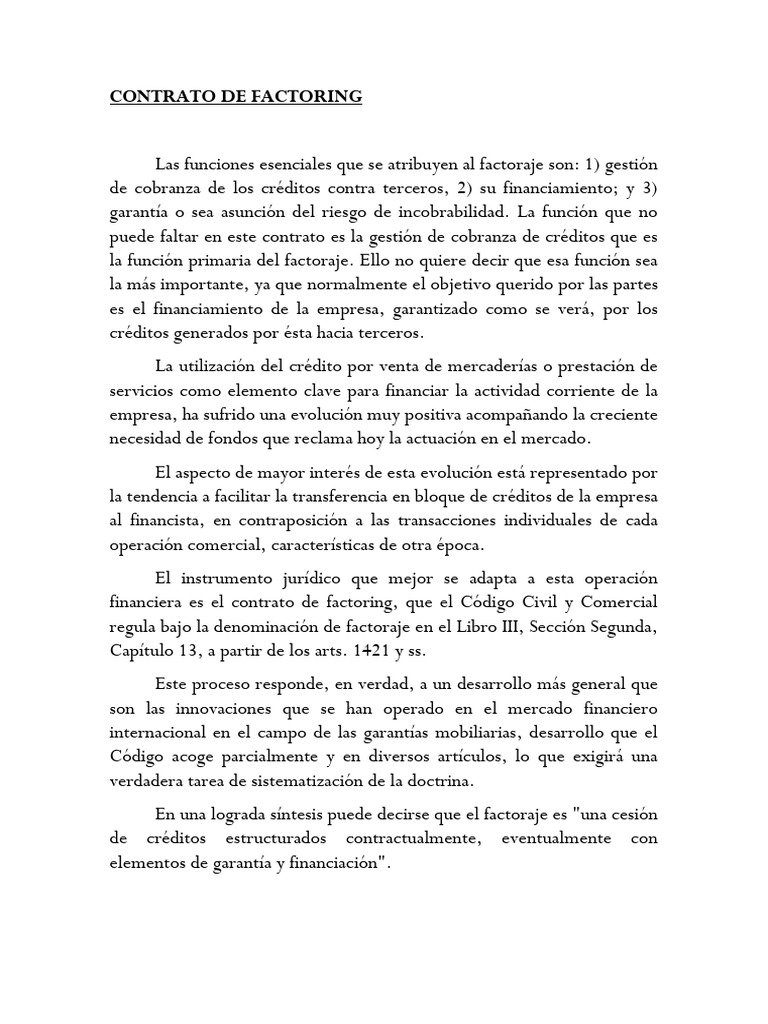 Contrato de Factoring: Funciones y Tipos | PDF | Factoring (Finanzas)