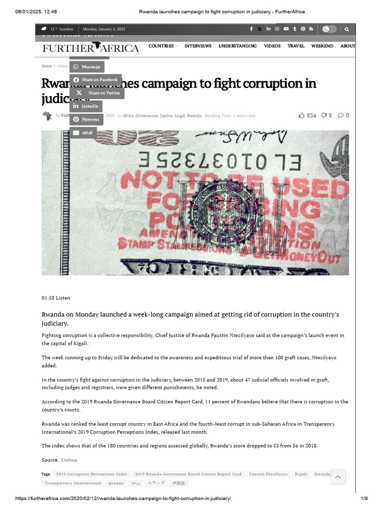 Rwanda's Anti-Corruption Campaign Launch | PDF | Rwanda | Irrigation