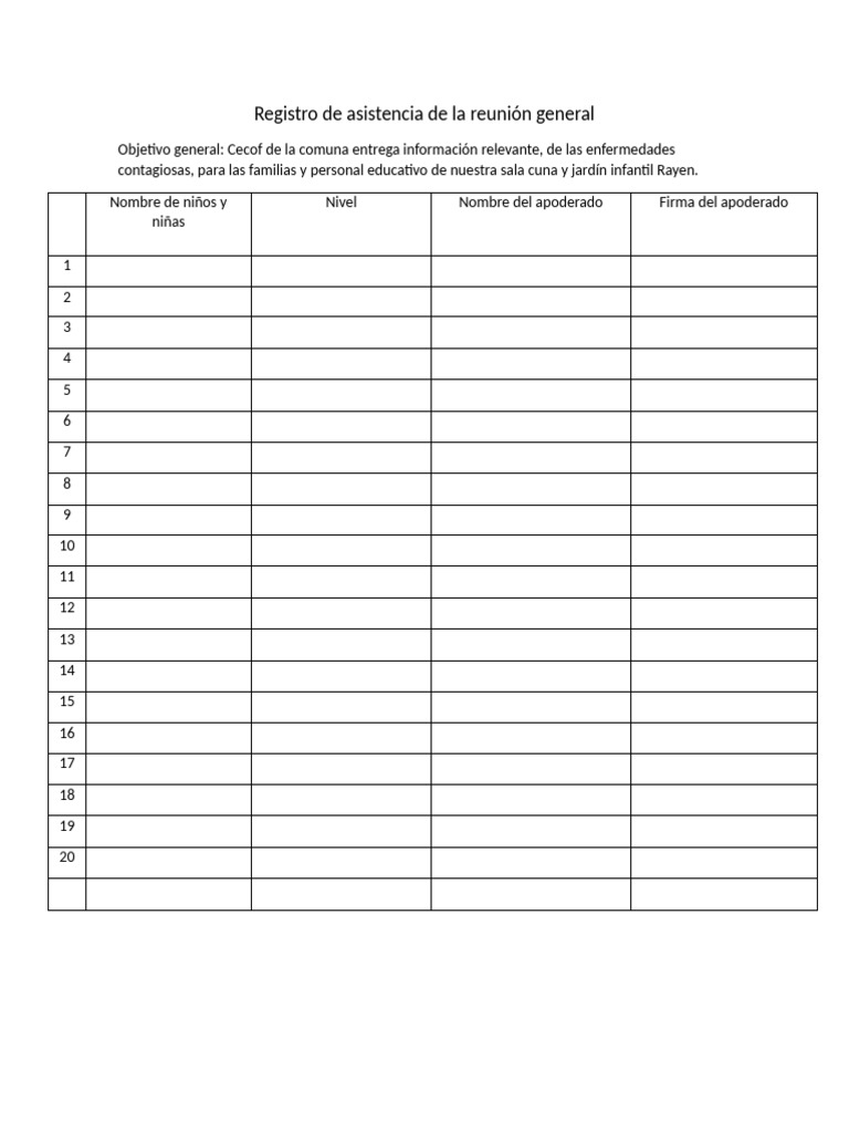 Registro de Asistencia Del Cecof | PDF