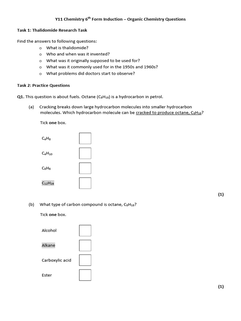 Biology Tasks For Students After Induction Session 1 | PDF ...