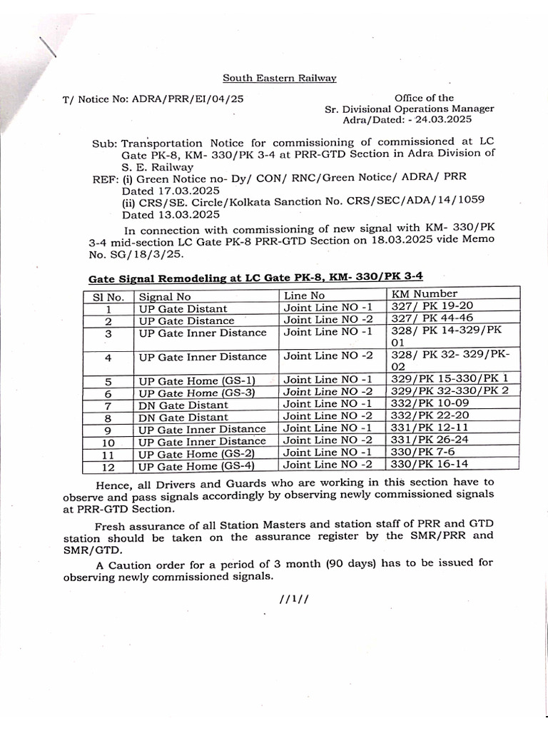 Transportation Notice PRR-GTD | PDF
