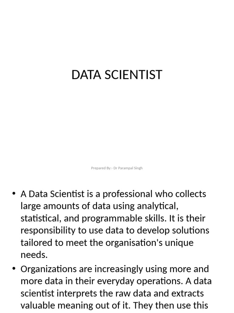 1 Data Scientist, Roles and Responsibilities, Skills | PDF | Data ...
