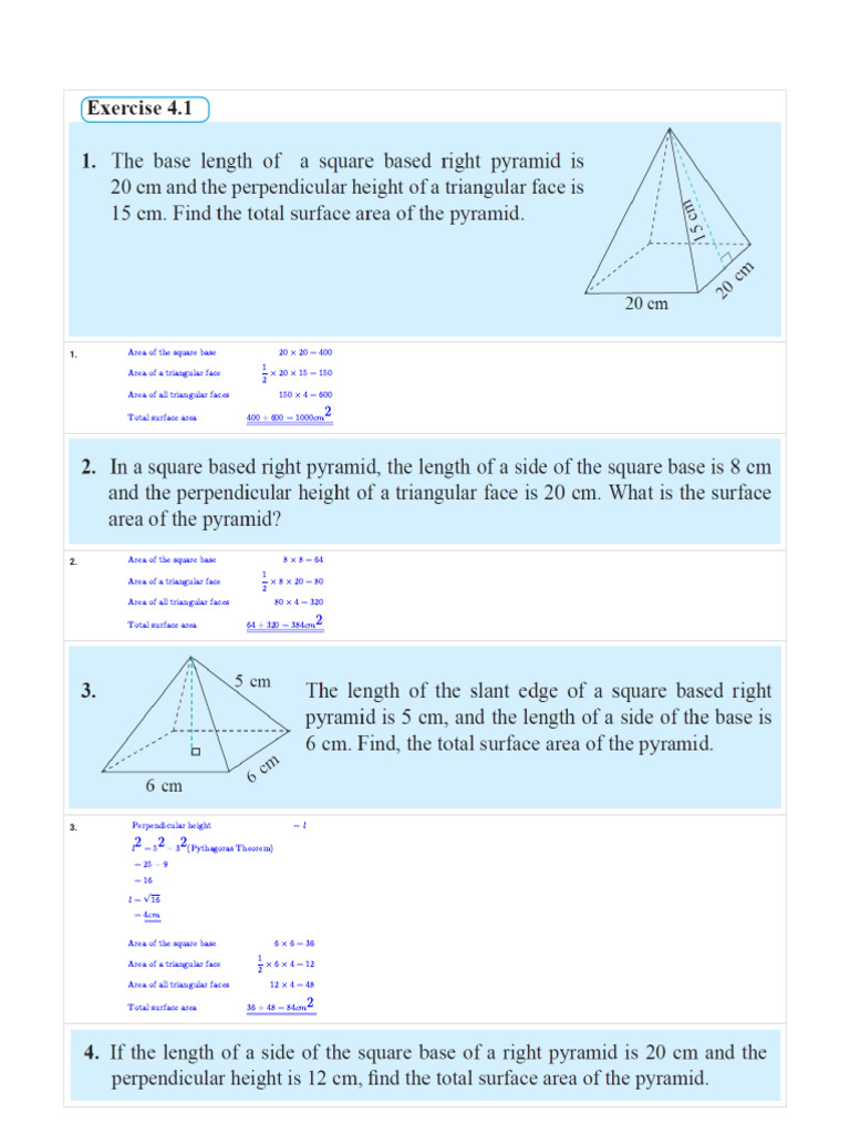 Grade 11 Exercises 4-1 Answers Local Curriculum | PDF | Area | Metrology