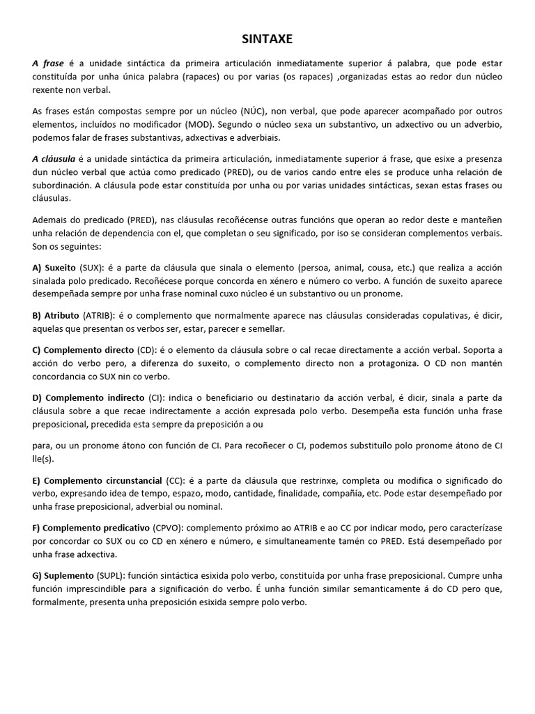 SINTAXE Resumo | PDF