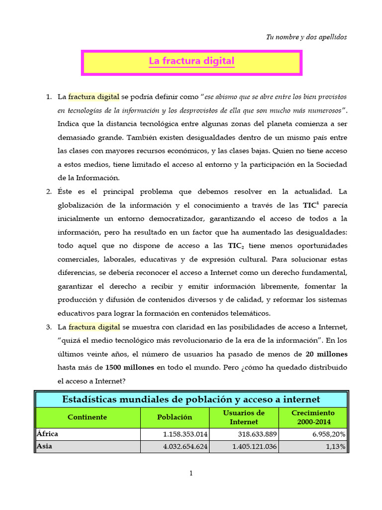 PR Ctica 1 Procesador de Texto Con Formato | PDF | Internet | Desigualdad social
