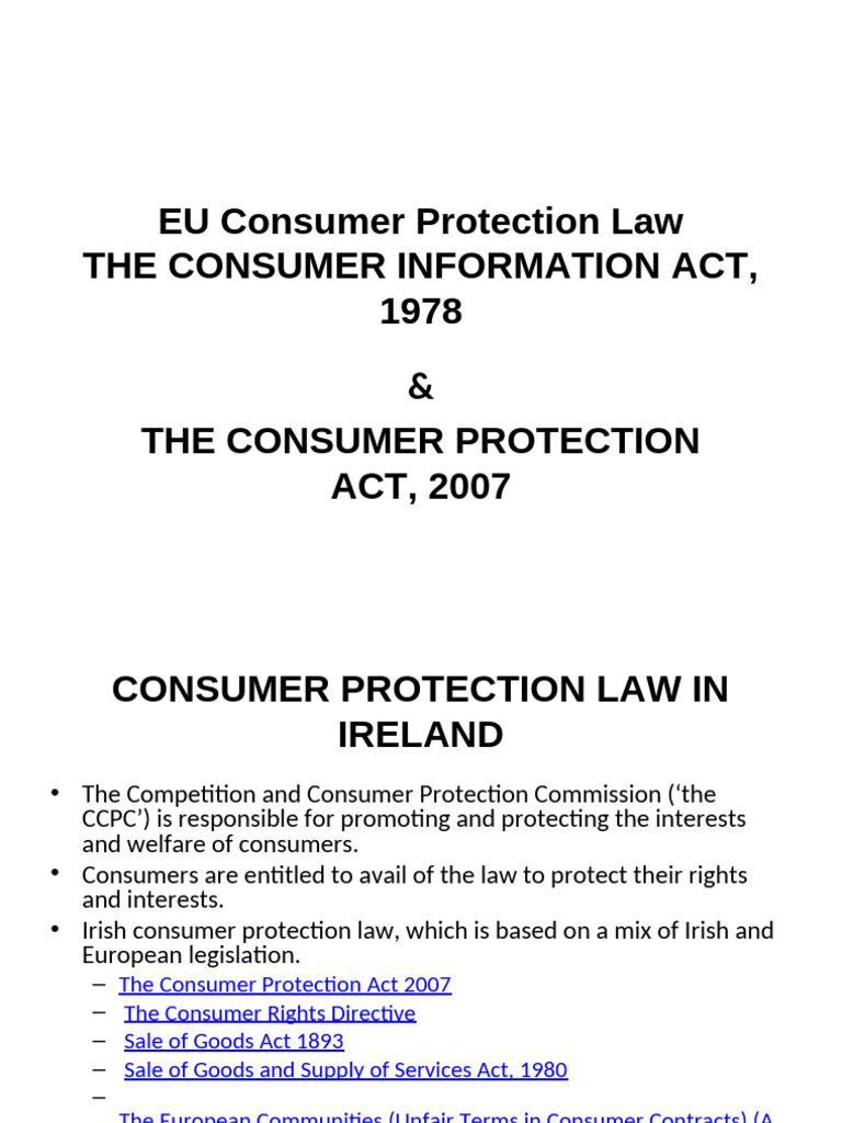 Consumer Information Act, 1978 | PDF | Consumer Protection