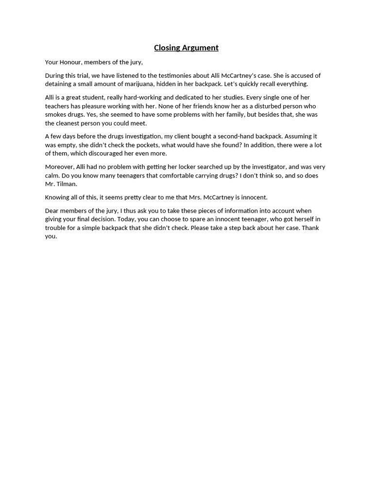 Closing Argument | PDF
