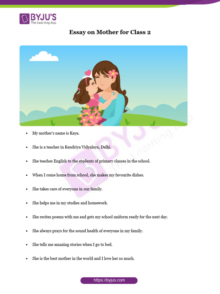 My Mother Essay For Class 2 | PDF