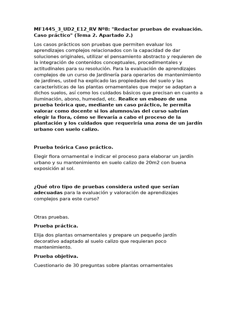 MF1445 - 3 - UD2 - E12 - RV Nº8 Redactar Pruebas de Evaluación | PDF