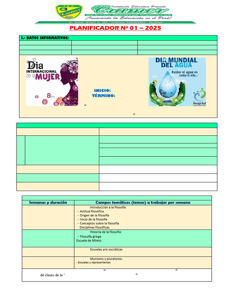Filosofia 4to - Planif-Unid - 01 - 2025 | PDF | Aprendizaje | Evaluación