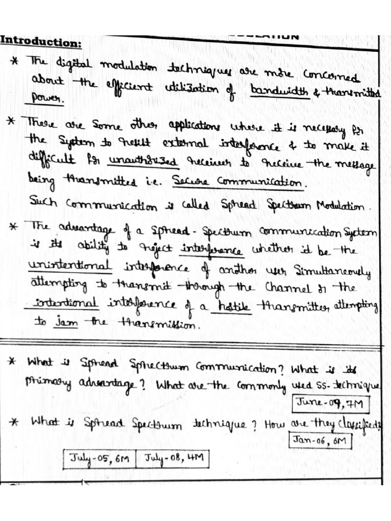 Spread Spectrum Modulation - Unit 5 | PDF
